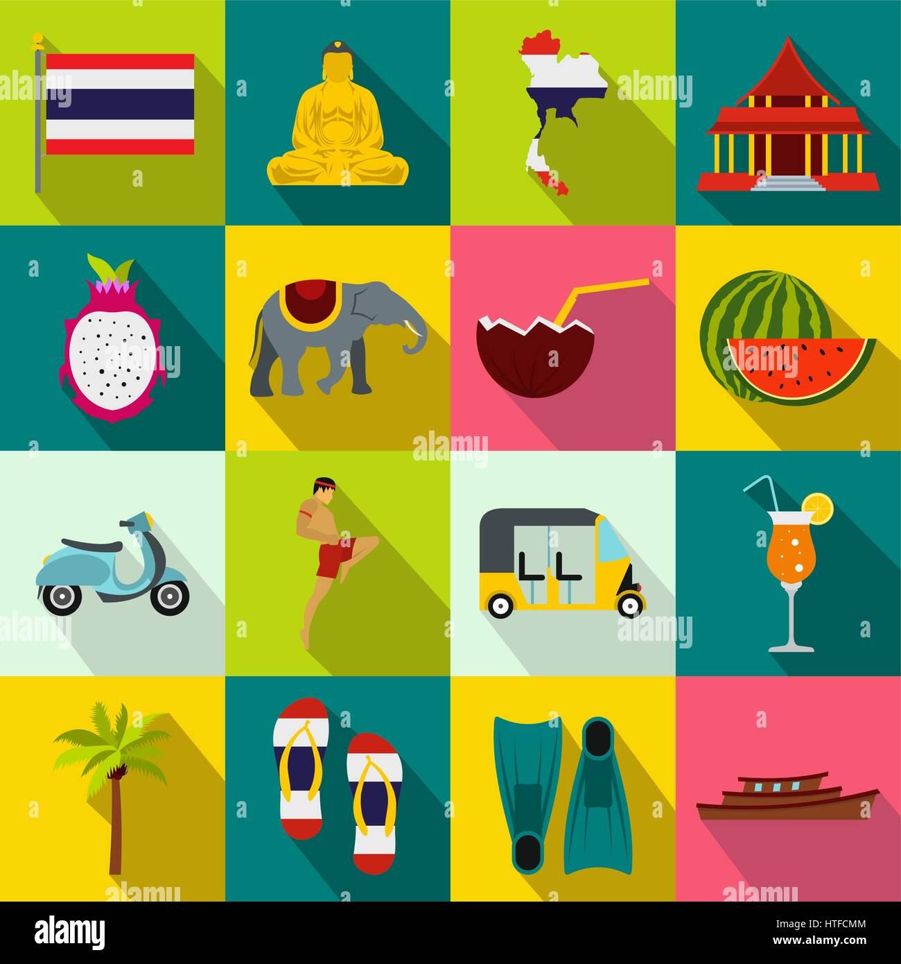 Thailand icons set flat Stock Vector Images - Alamy