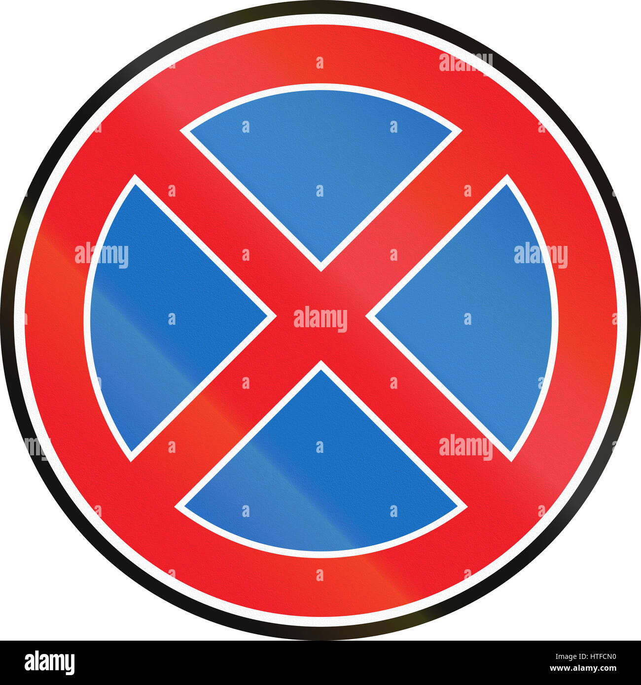 Belarusian regulatory road sign - No Stopping Stock Photo - Alamy