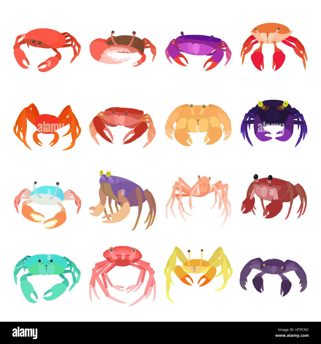 Crab icons set, cartoon style Stock Vector Image & Art - Alamy