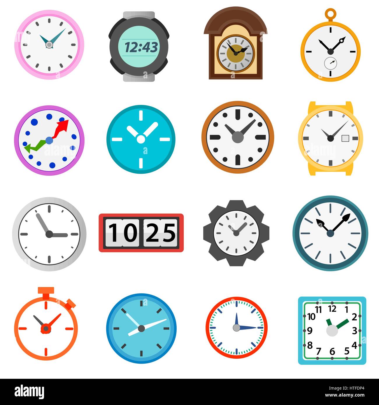 Time and Clock icons set, simple style Stock Vector Image & Art - Alamy