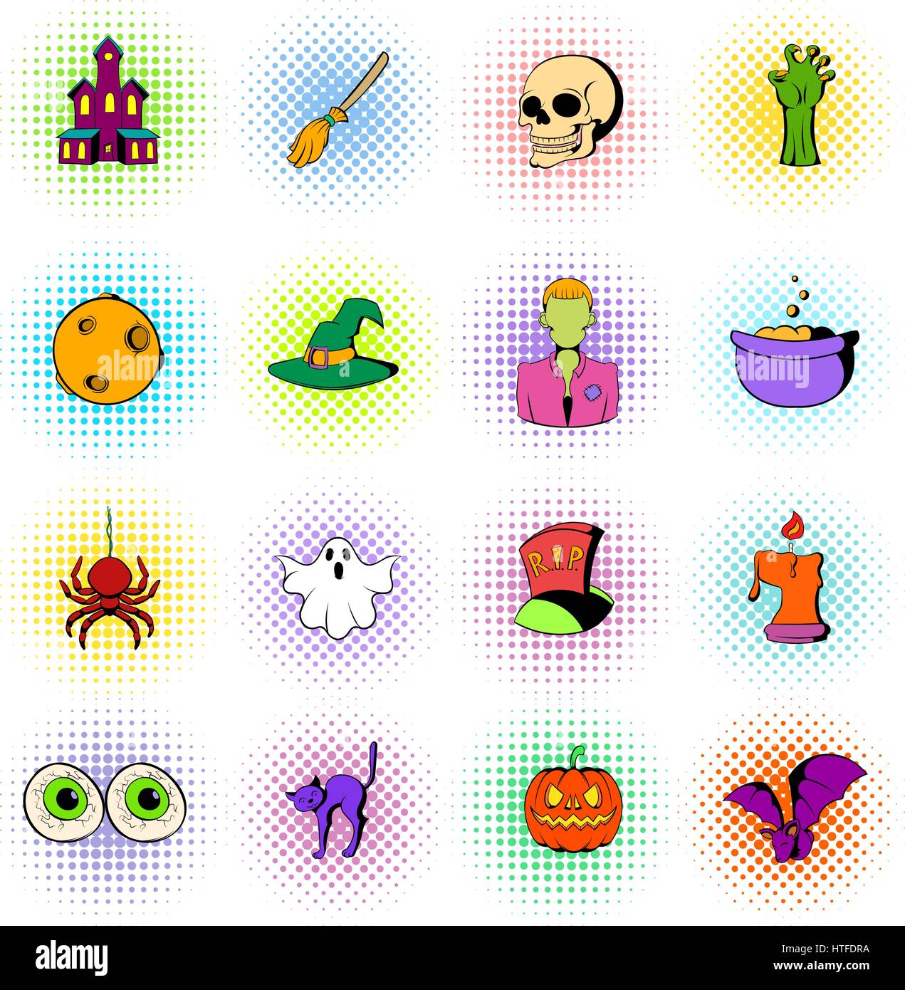 Halloween set icons, comics style Stock Vector Image & Art - Alamy