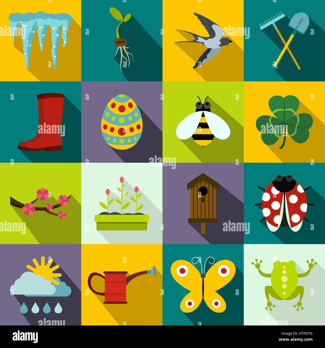Spring icons set, flat style Stock Vector Image & Art - Alamy