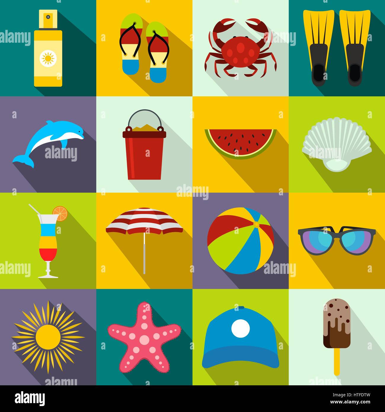 Summer icons set, flat style Stock Vector Image & Art - Alamy