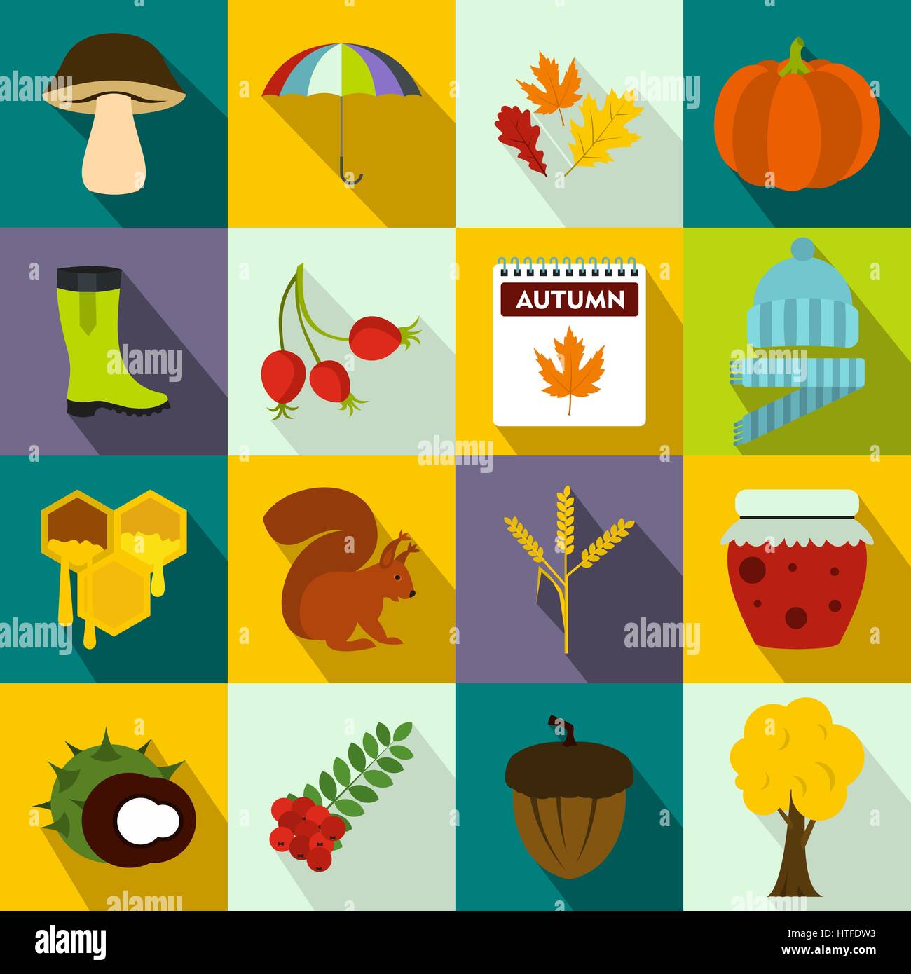 Autumn icons set, flat style Stock Vector Image & Art - Alamy