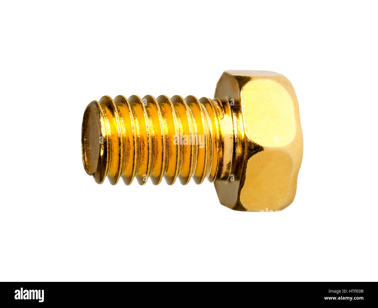 Gold hexagon head bolt isolated on a white background Stock Photo - Alamy