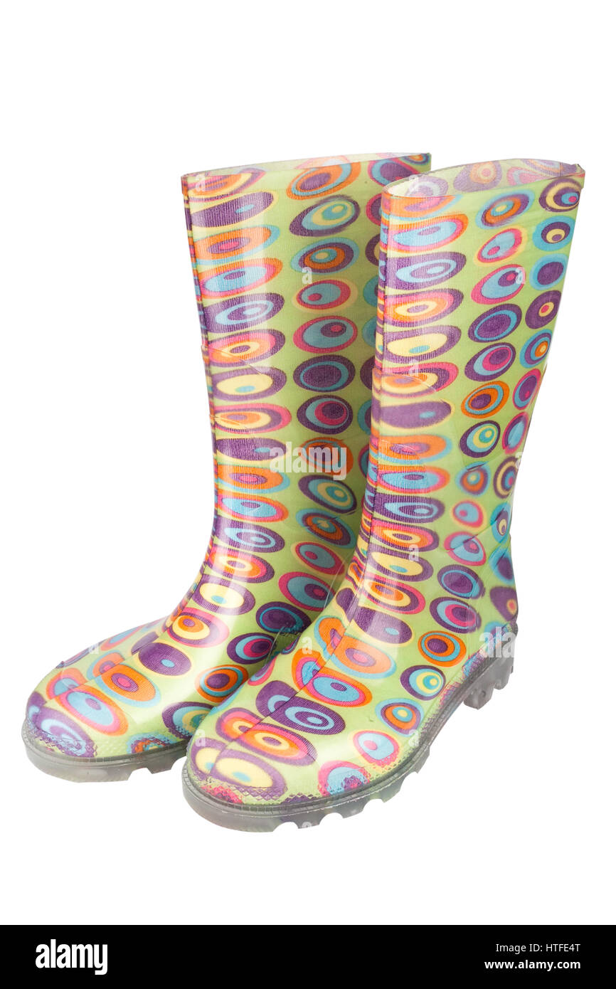 Pair of women's rubber boot isolated on white Stock Photo - Alamy
