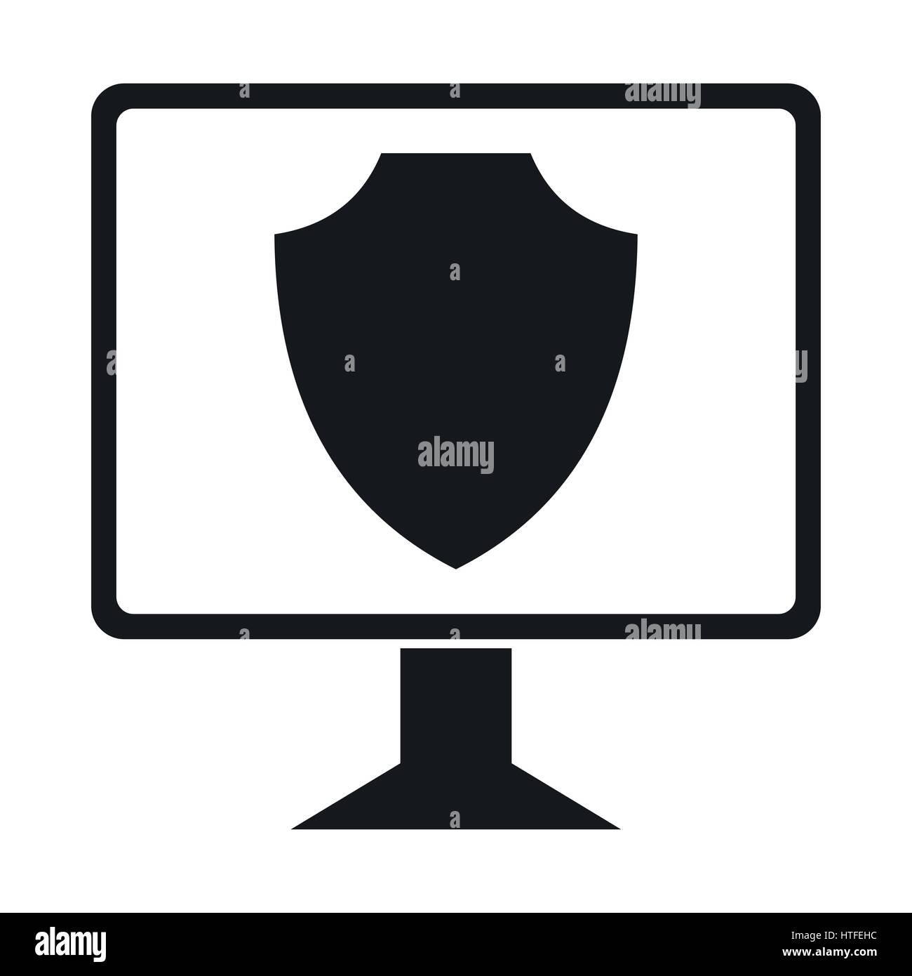 Monitor with security shield on the screen icon Stock Vector Image ...