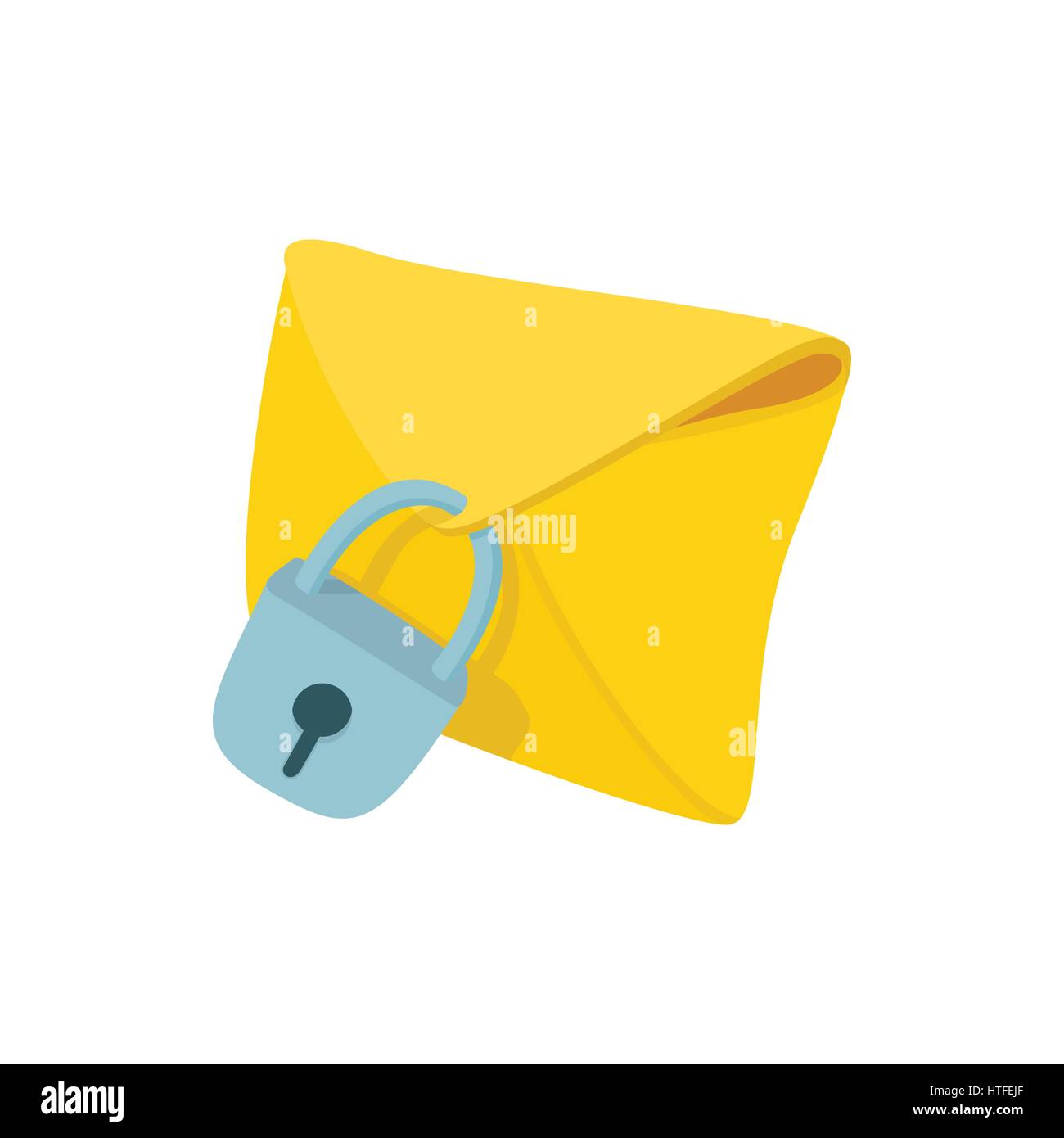 Yellow envelope with padlock icon, cartoon style Stock Vector Image ...