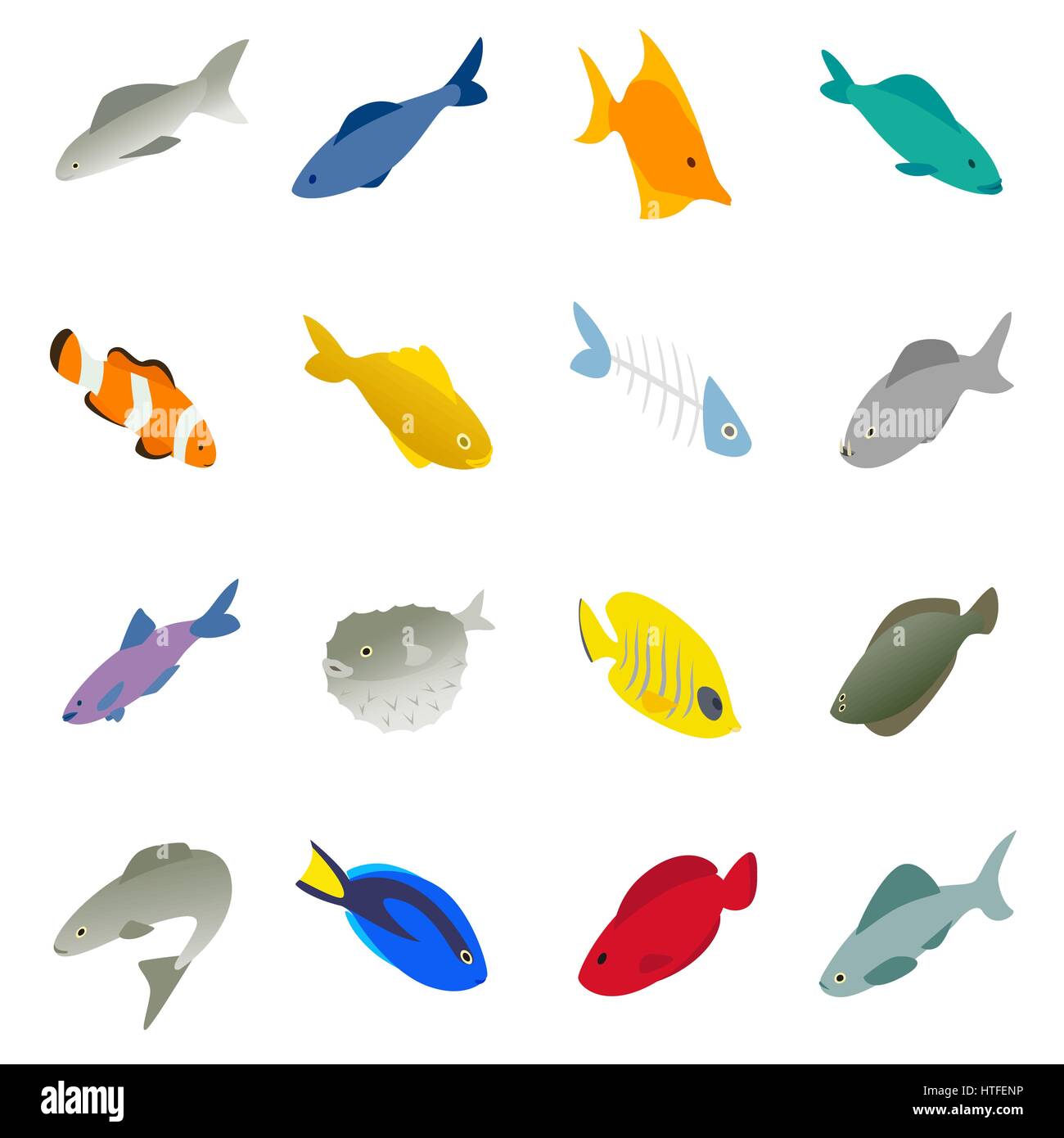 Fish icons set, isometric 3d style Stock Vector Image & Art - Alamy