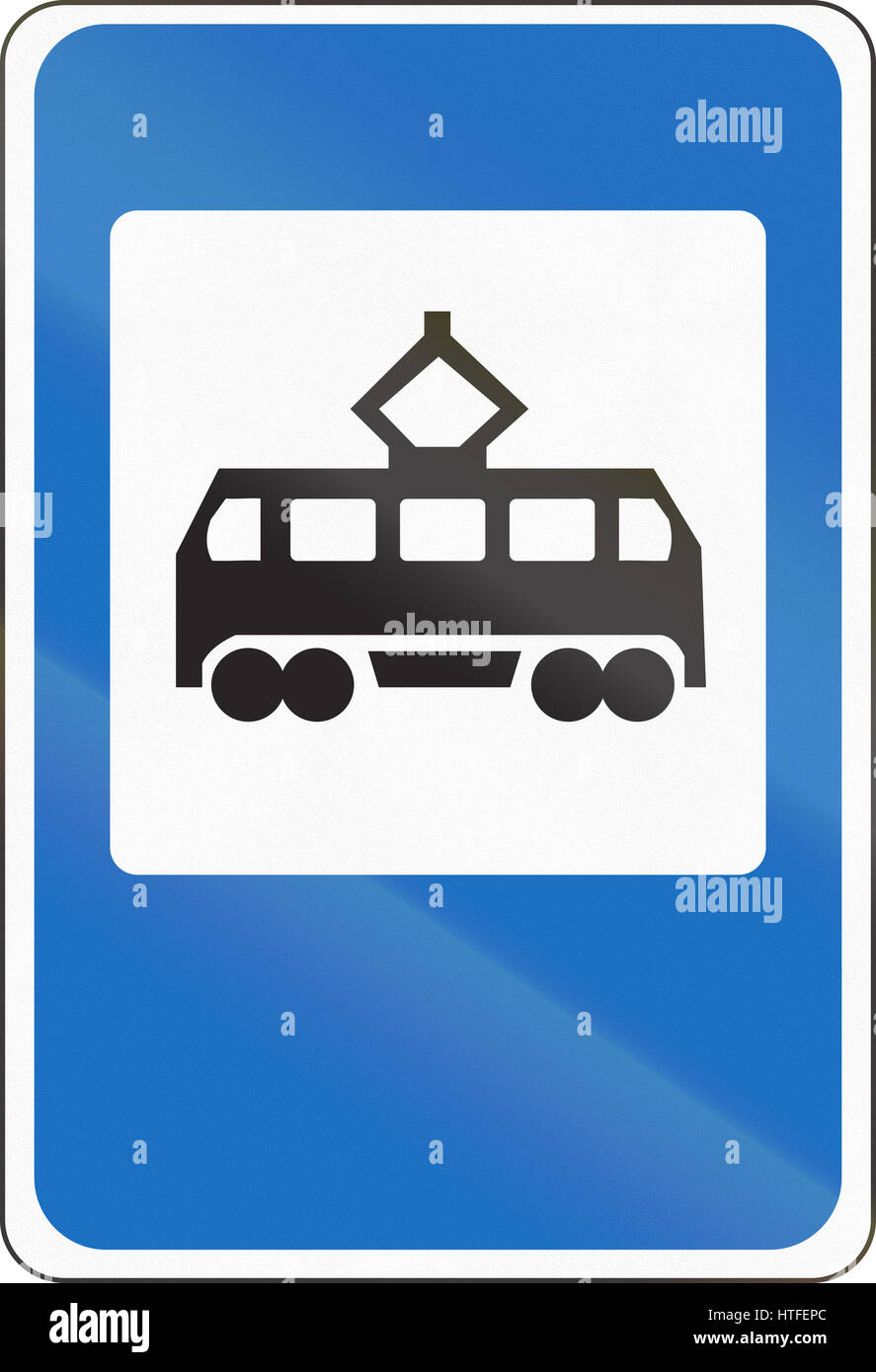 Belarusian road sign - A tram stop Stock Photo - Alamy