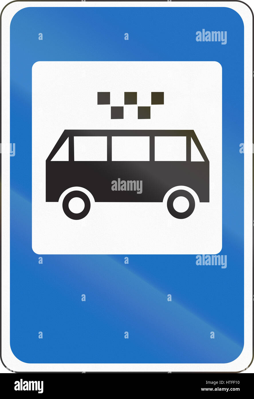 Belarusian road sign - An express bus route stop Stock Photo - Alamy