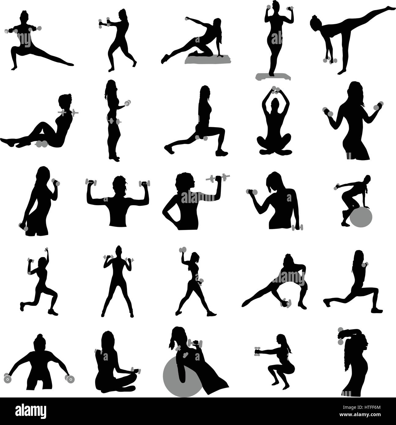 Fitness silhouettes set Stock Vector Image & Art - Alamy