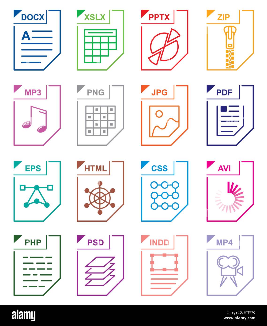 File format set icons Stock Vector Image & Art - Alamy