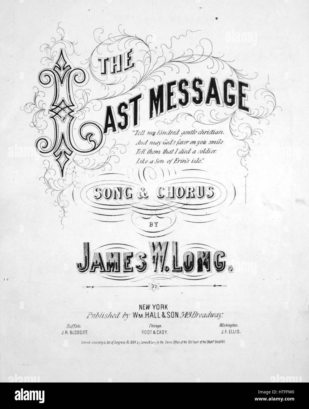 Sheet music cover image of the song 'The Last Message Song and Chorus ...