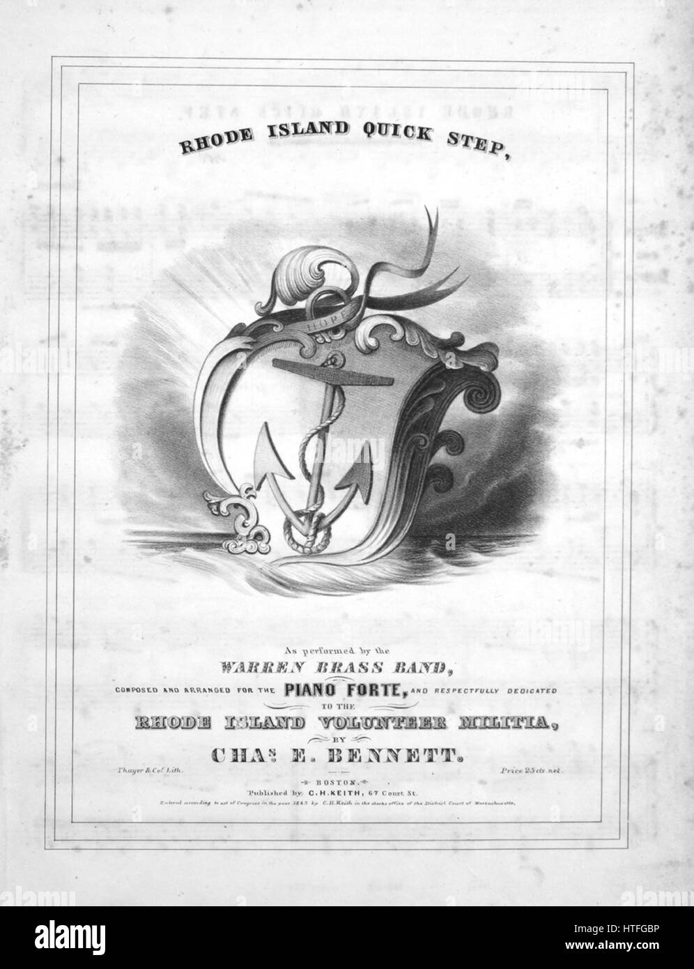 Sheet music cover image of the song 'Rhode Island Quick Step', with ...