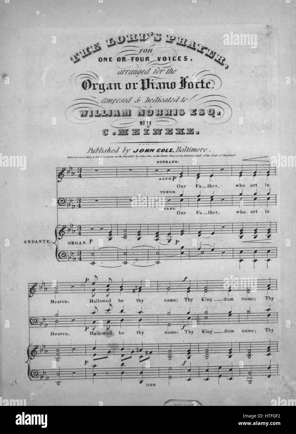 Sheet music cover image of the song 'The Lord's Prayer, for One or Four ...