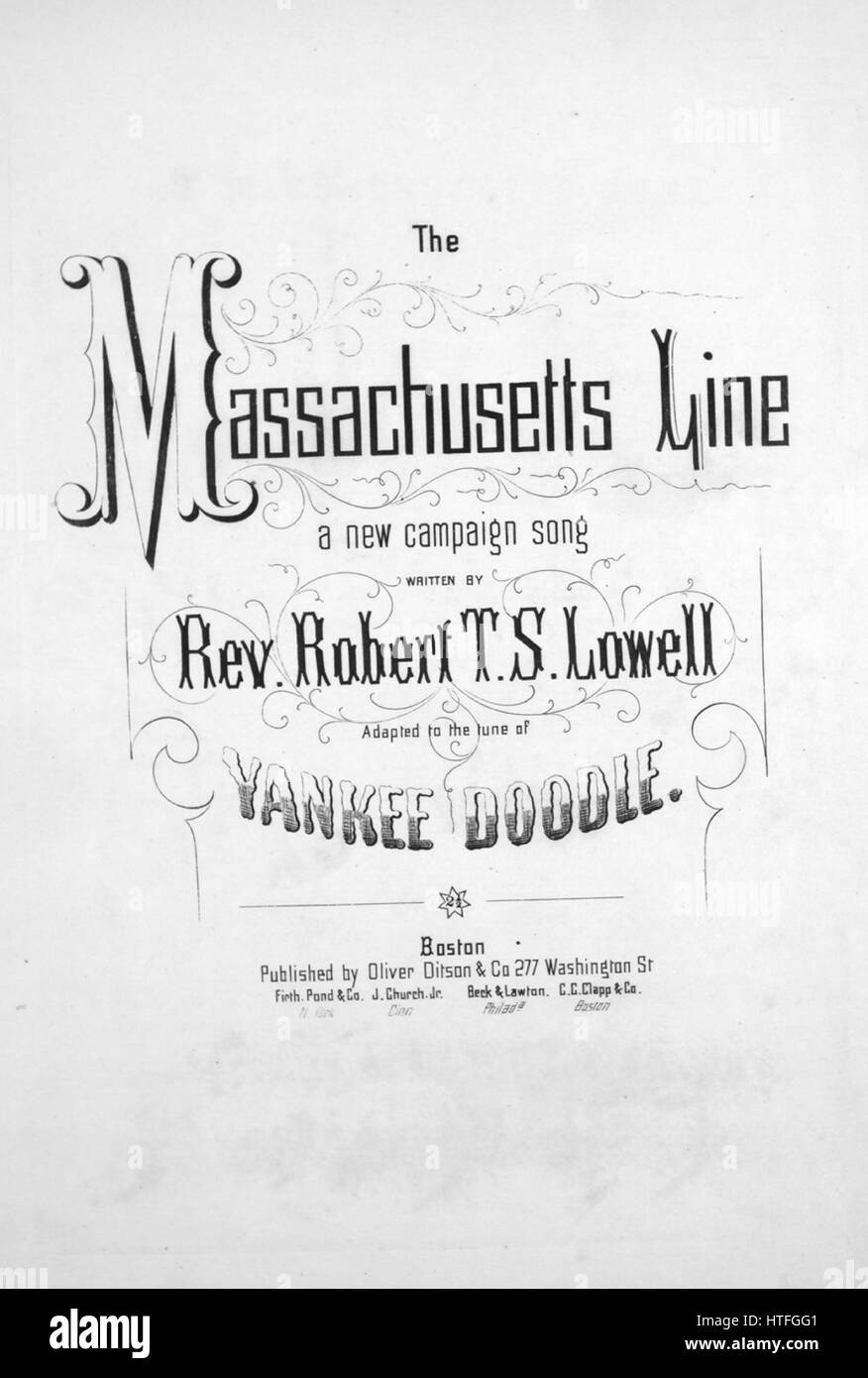 Sheet music cover image of the song 'The Massachusetts Line A New ...