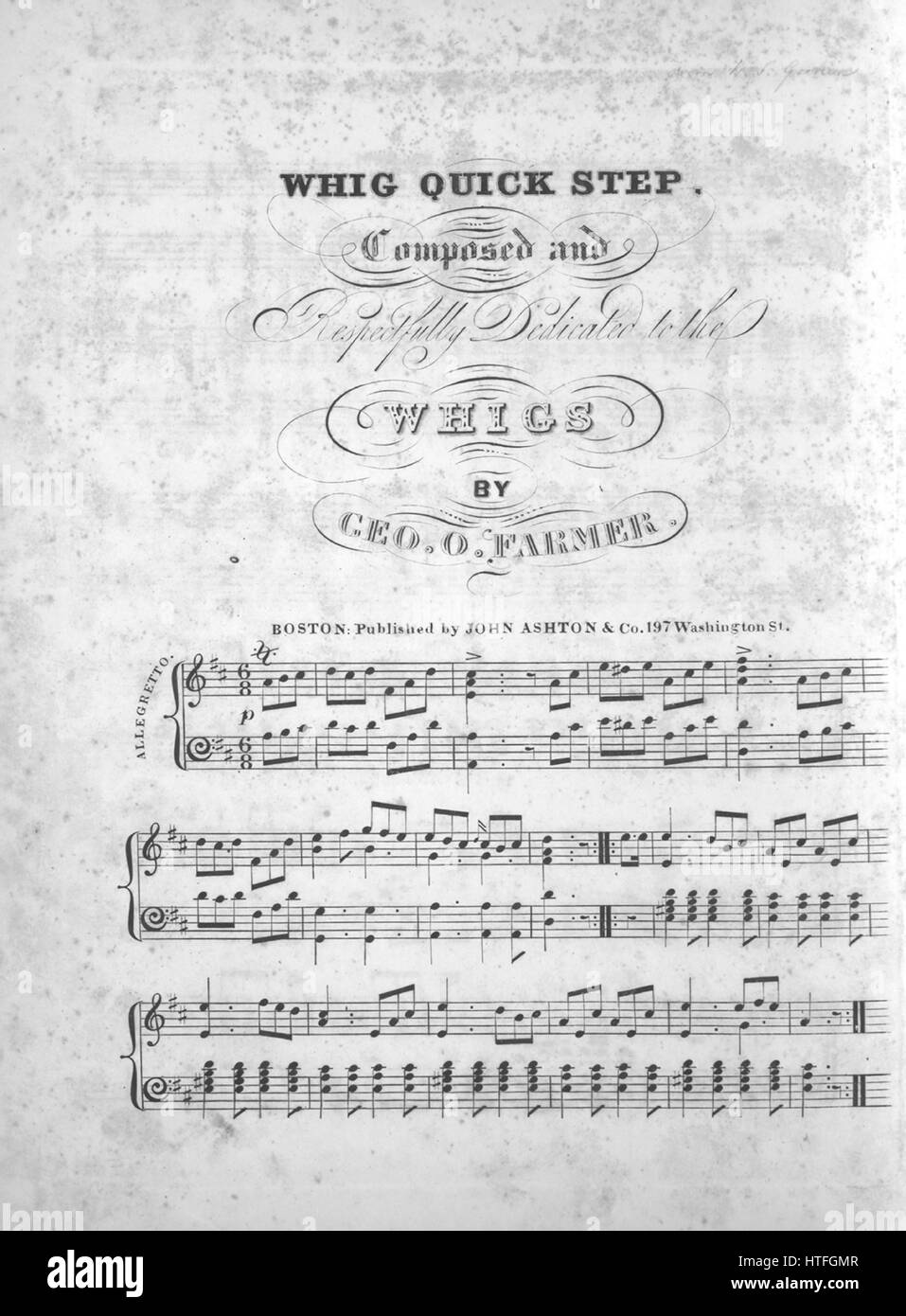 Sheet music cover image of the song 'Whig Quick Step', with original ...