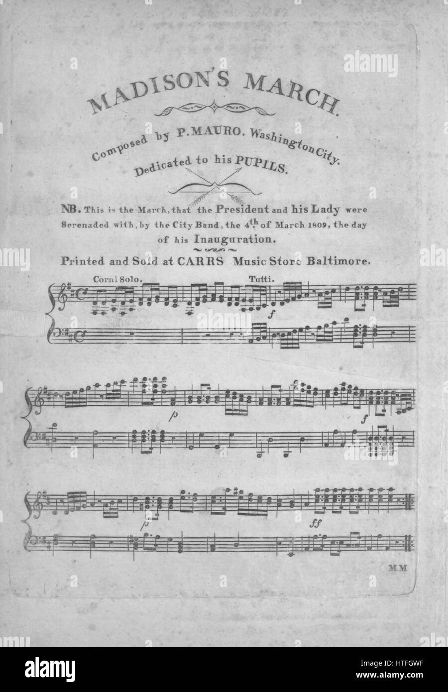 Sheet music cover image of the song 'Madison's March', with original ...