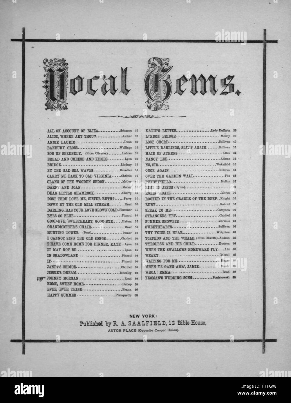 Sheet music cover image of the song 'Vocal Gems Johnny Morgan', with ...