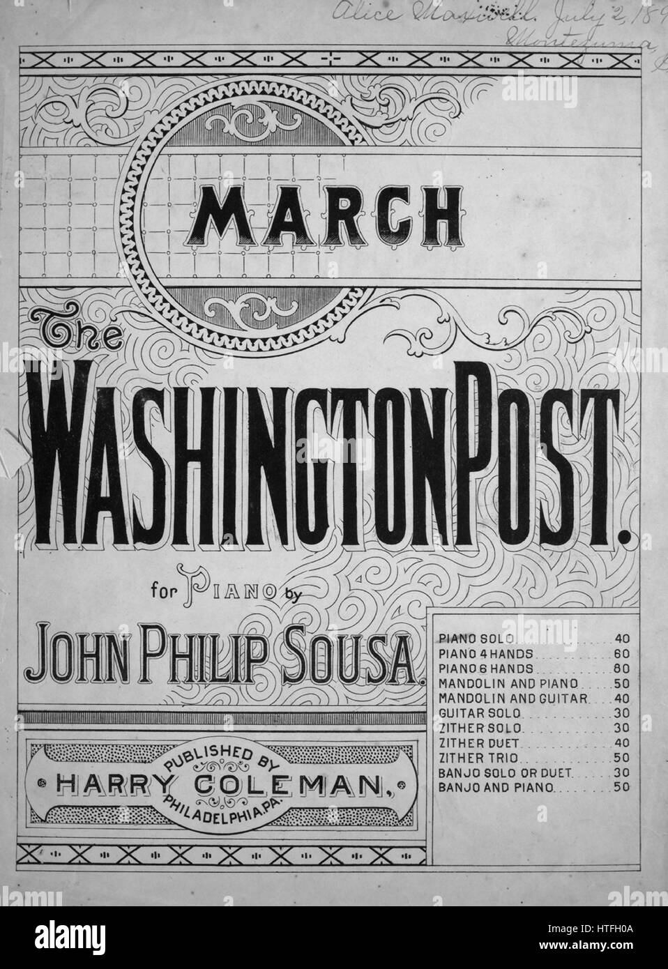 Sheet music cover image of the song 'March The Washington PostComposer ...
