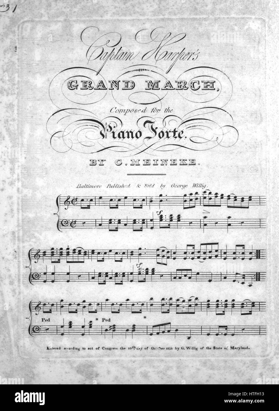 Sheet music cover image of the song 'Captain Harper's Grand March ...
