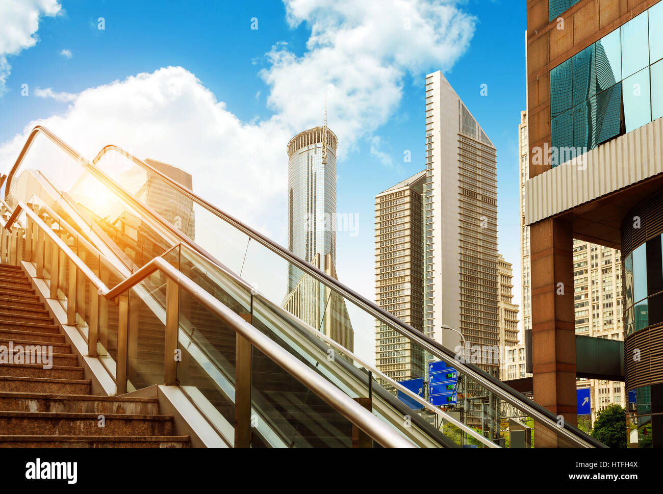 Shanghai streets of stairs and escalators Stock Photo - Alamy