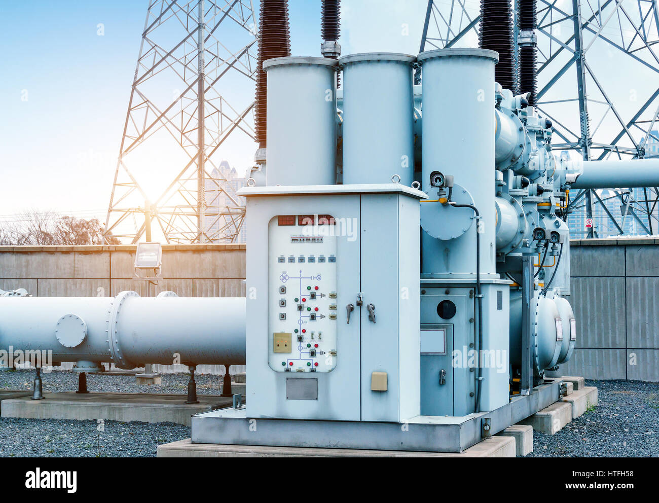 High voltage power transformer substation Stock Photo - Alamy