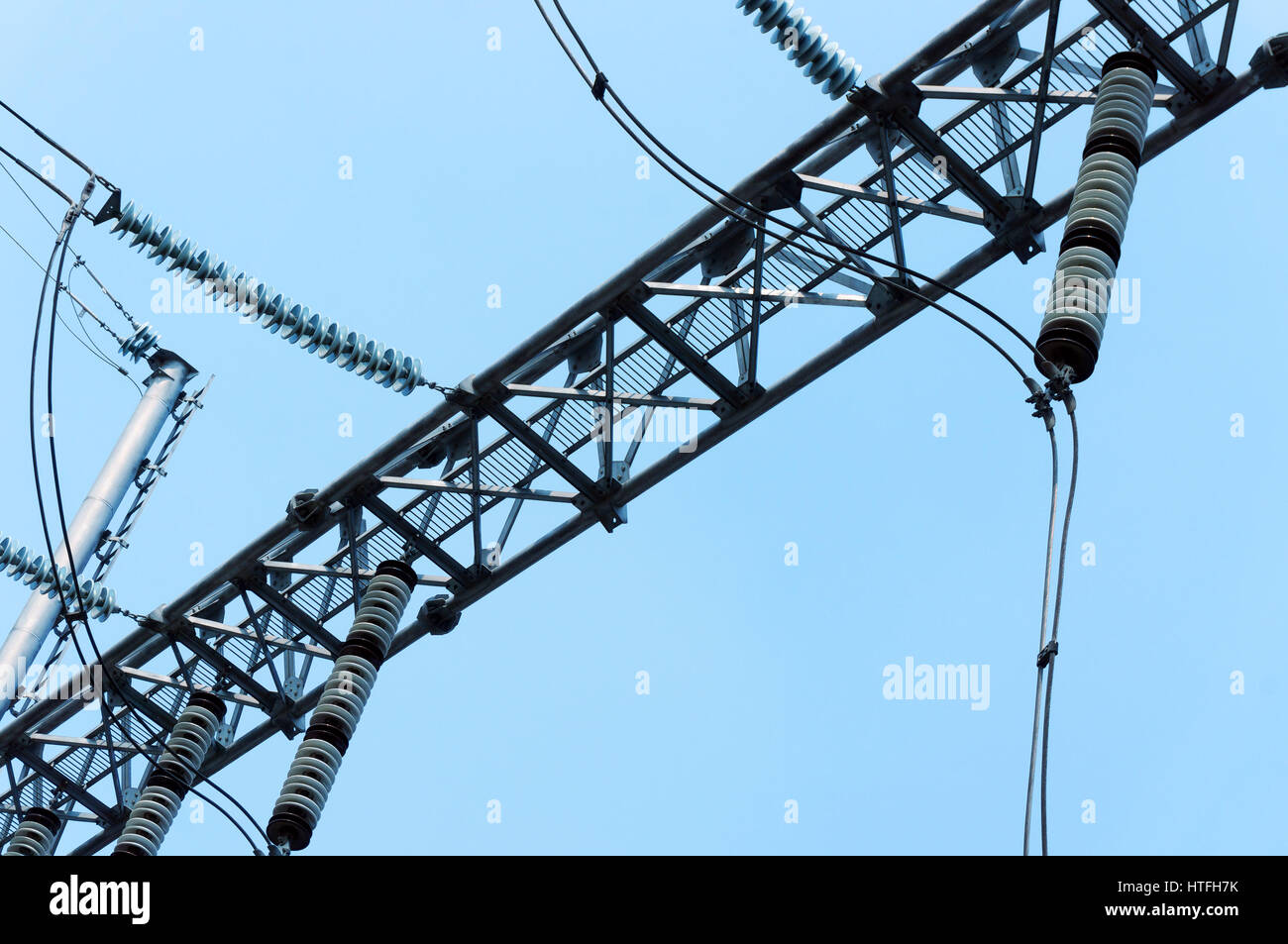 Substation equipment and lines and pylons Stock Photo - Alamy