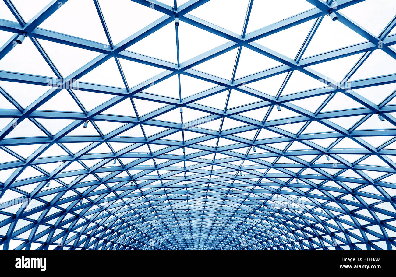 Steel ceilings, modern building interior Stock Photo - Alamy