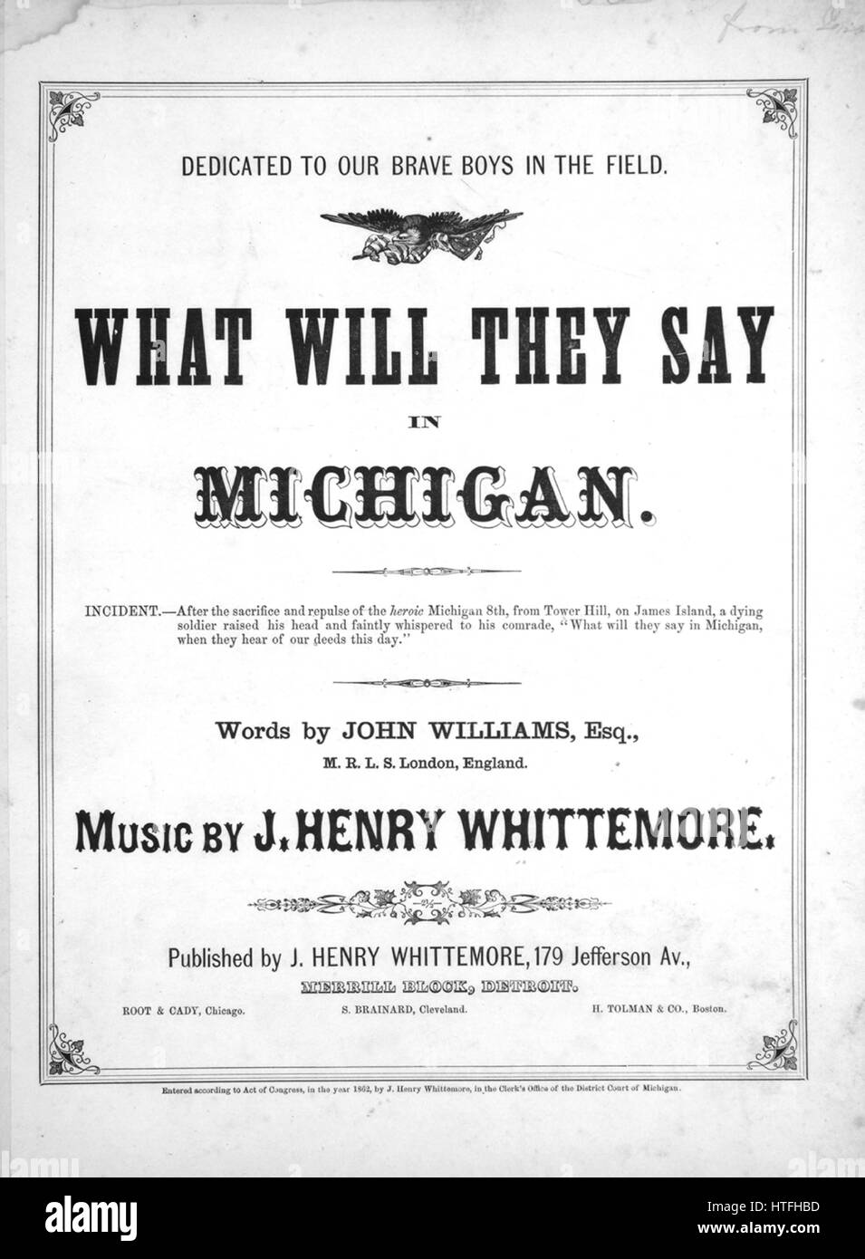 Sheet music cover image of the song 'What Will They Say in Michigan ...
