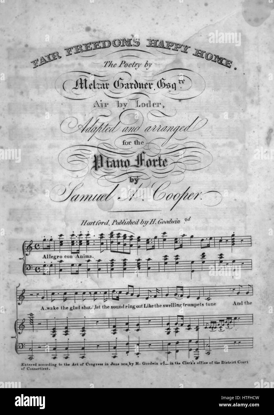 Sheet music cover image of the song 'Fair Freedom's Happy Home', with ...