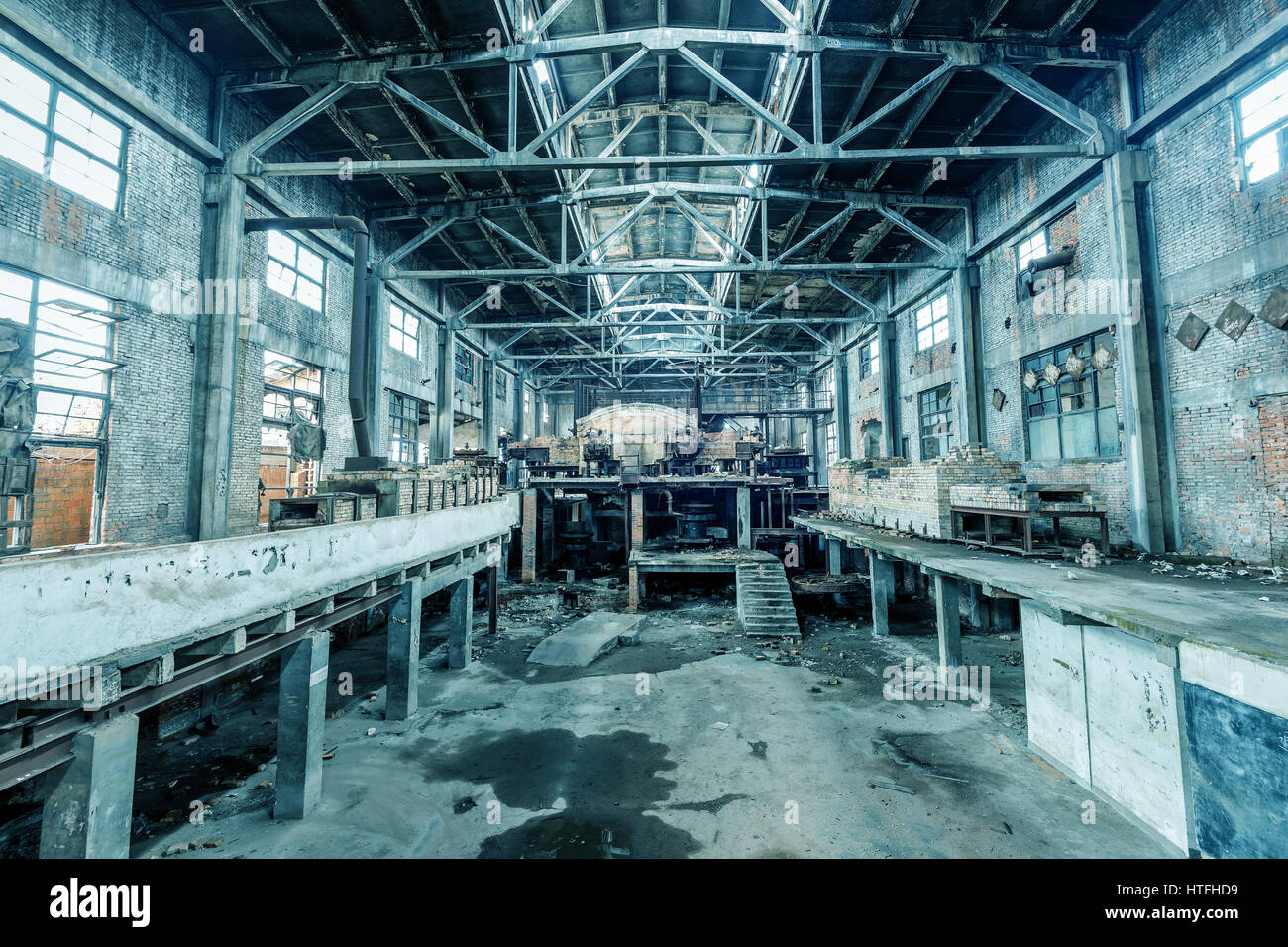 Abandoned factory, tattered empty Stock Photo - Alamy