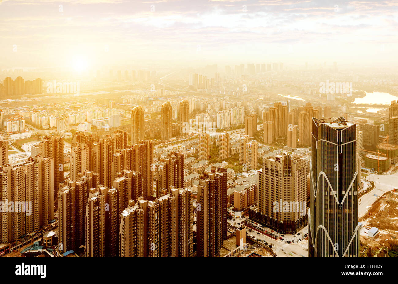 Aerial view skyscrapers roads in hi-res stock photography and images ...