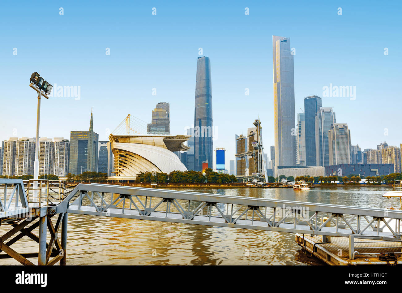 China Guangzhou Pearl River, riverside skyscraper Stock Photo - Alamy