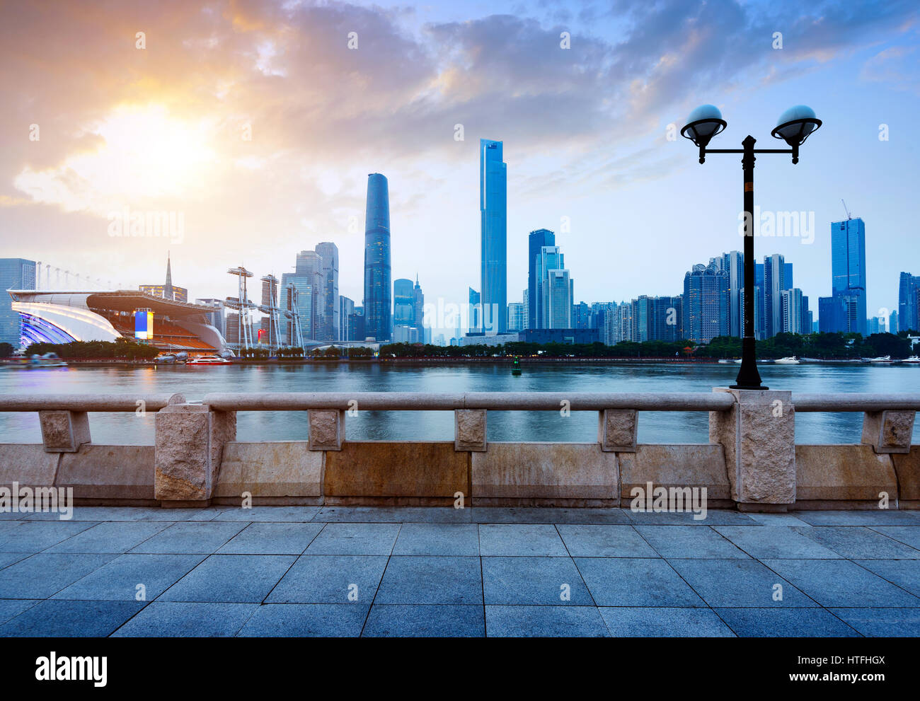 China Guangzhou Pearl River, riverside skyscraper Stock Photo - Alamy