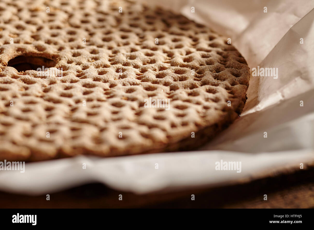 rounds of whole grain, Swedish crispbread, called knockebrod Stock ...