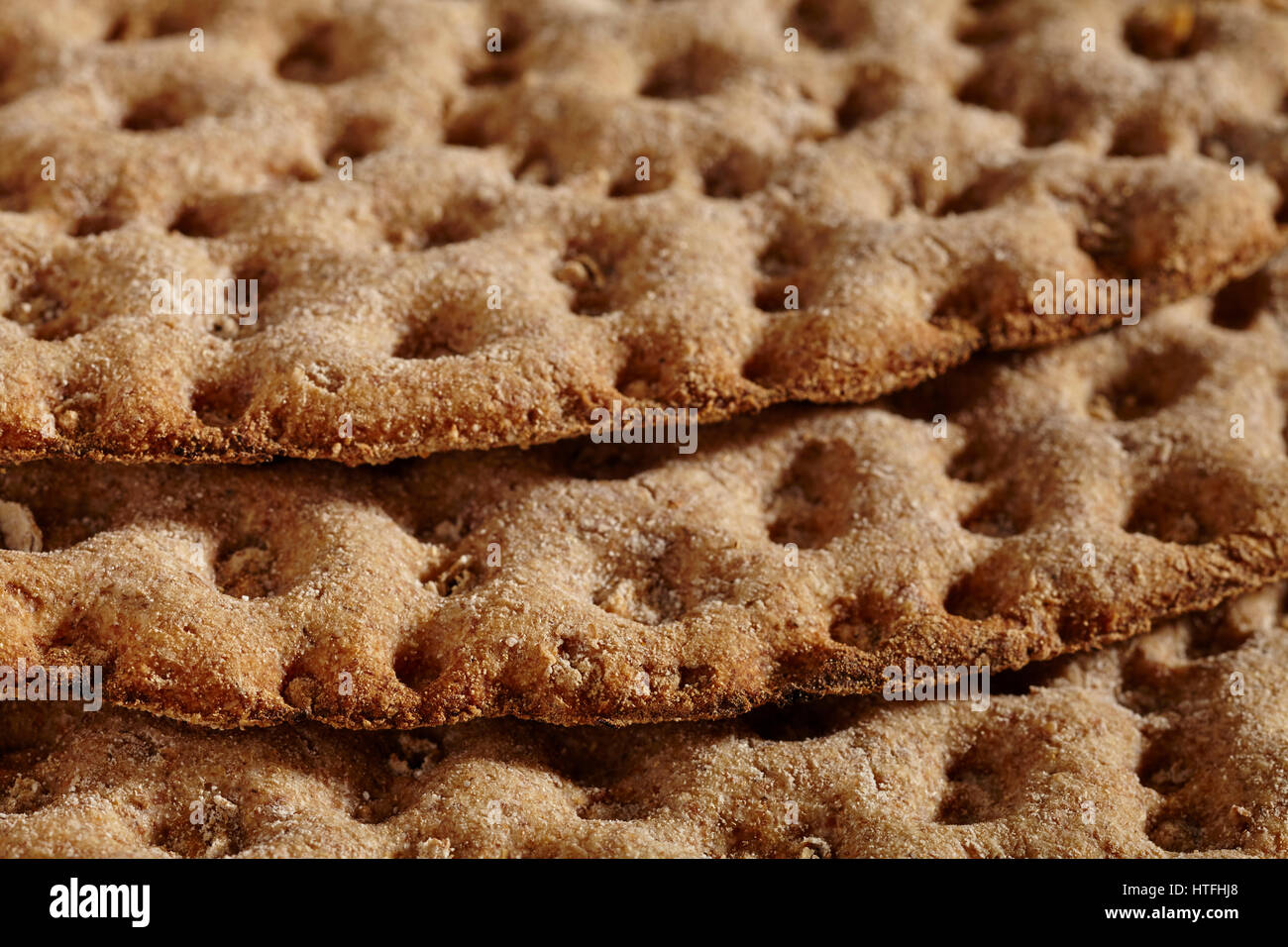 rounds of whole grain, Swedish crispbread, called knockebrod Stock ...