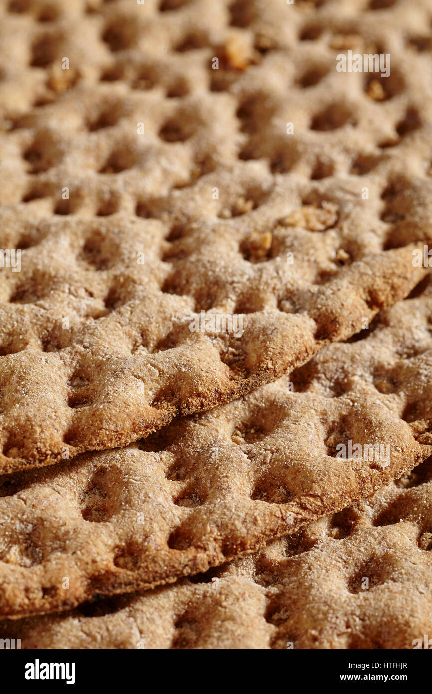 rounds of whole grain, Swedish crispbread, called knockebrod Stock ...