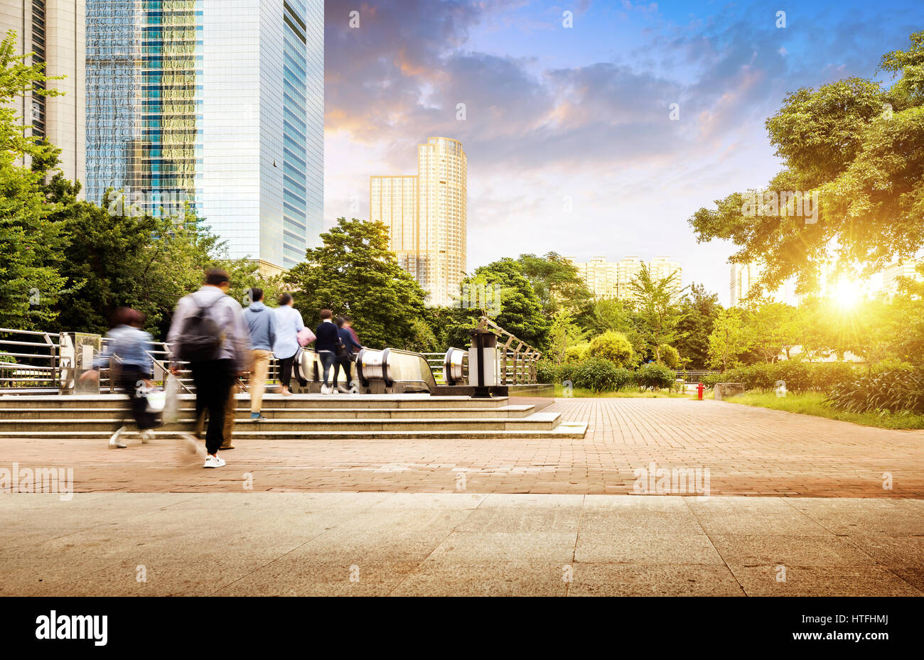 Passengers in the subway entrance, China Guangzhou Urban Landscape ...