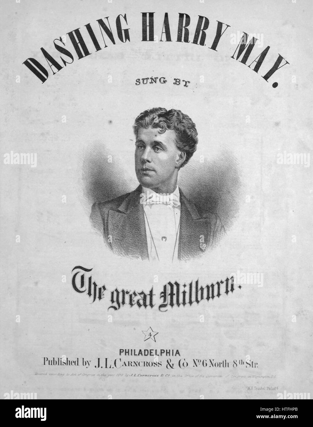 Sheet music cover image of the song 'Dashing Harry May', with original ...