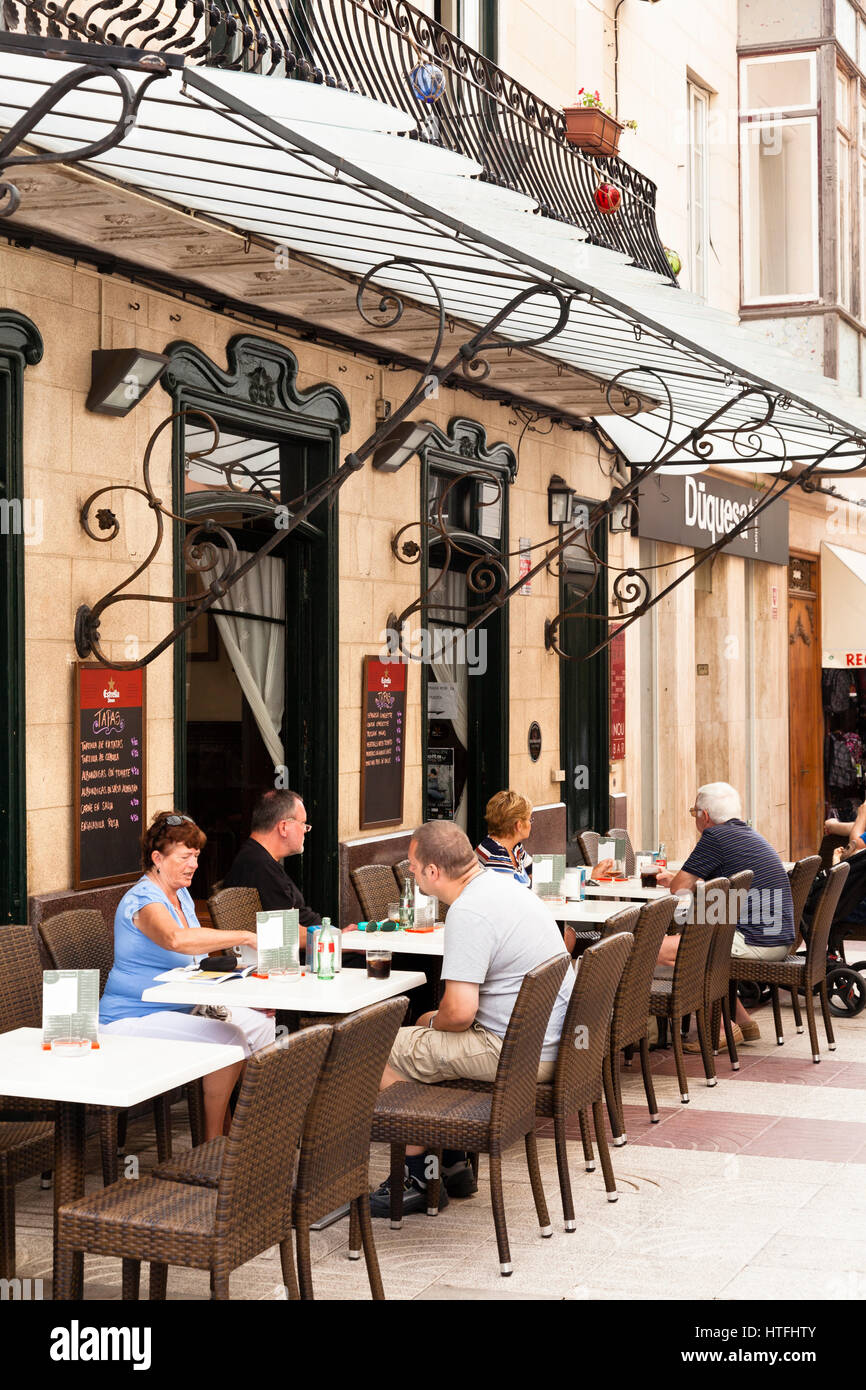 Street cafe, Mahon, Minorca, Spain Stock Photo - Alamy