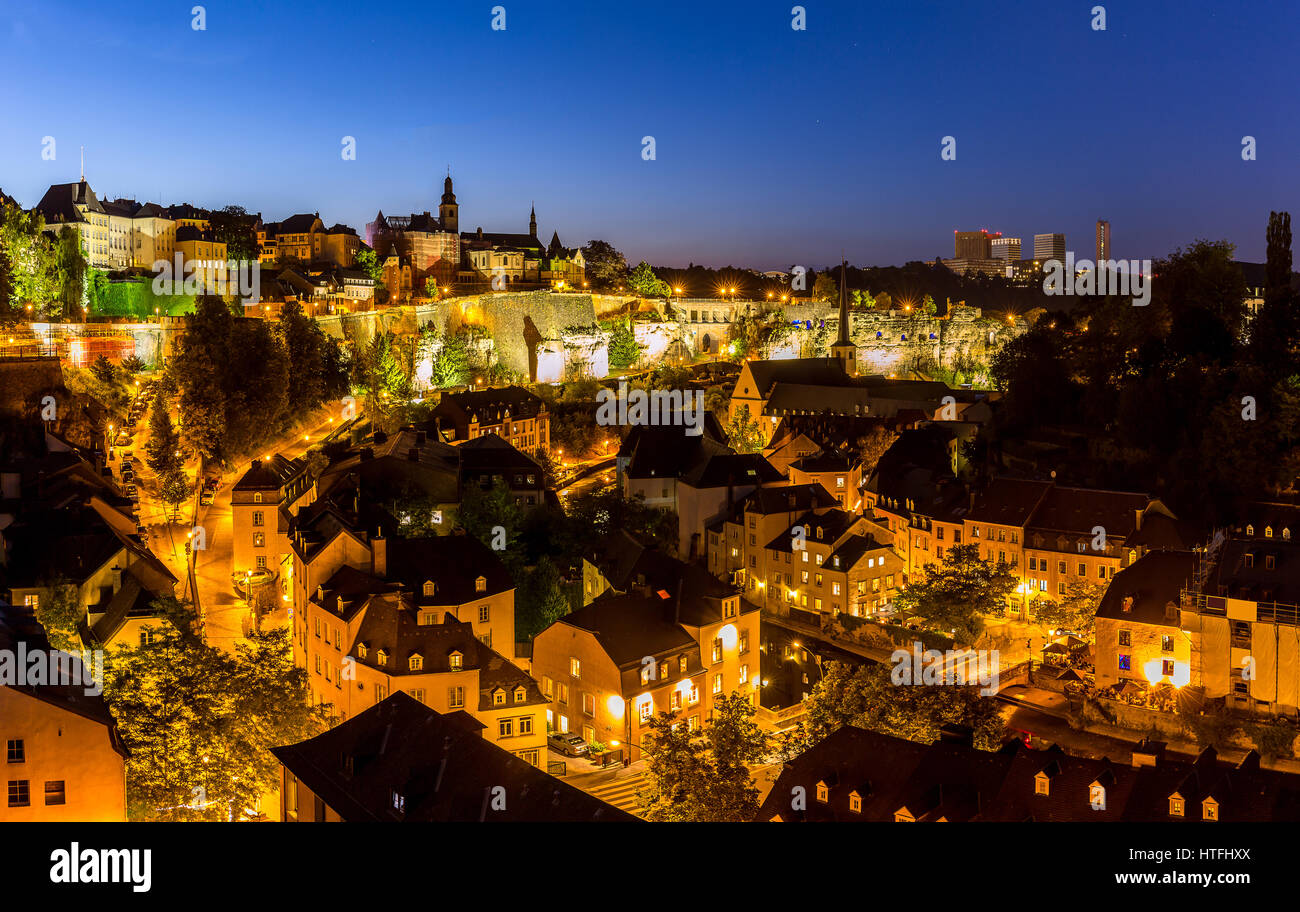 Luxembourg City sunset top view in Luxembourg Panorama Stock Photo - Alamy