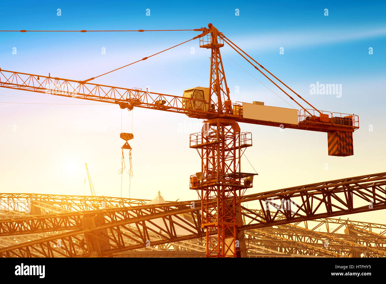 Construction sites, cranes and huge steel structure Stock Photo - Alamy