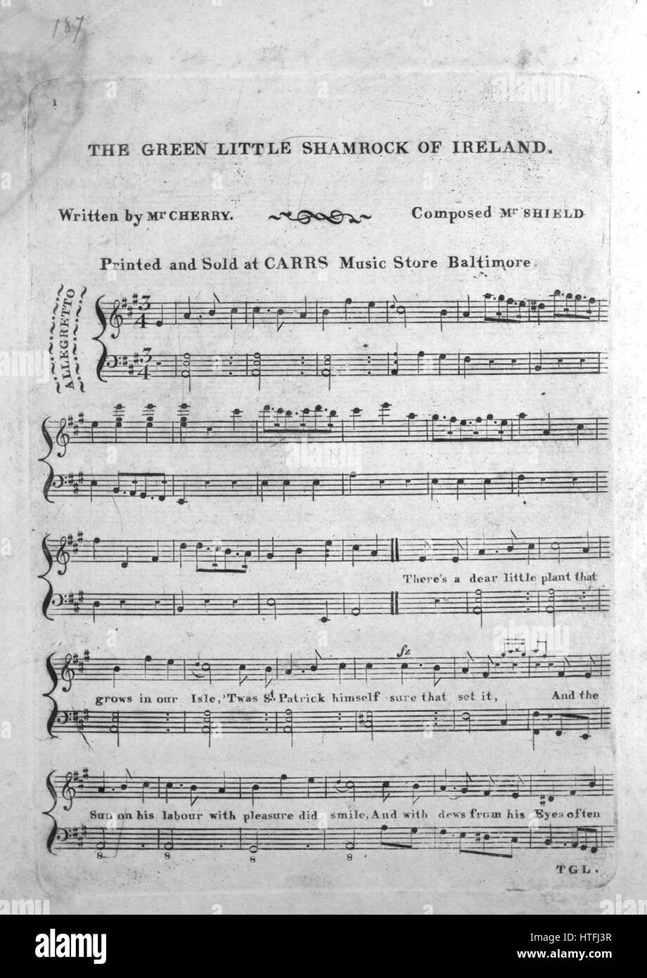 Sheet music cover image of the song 'The Green Little Shamrock of ...