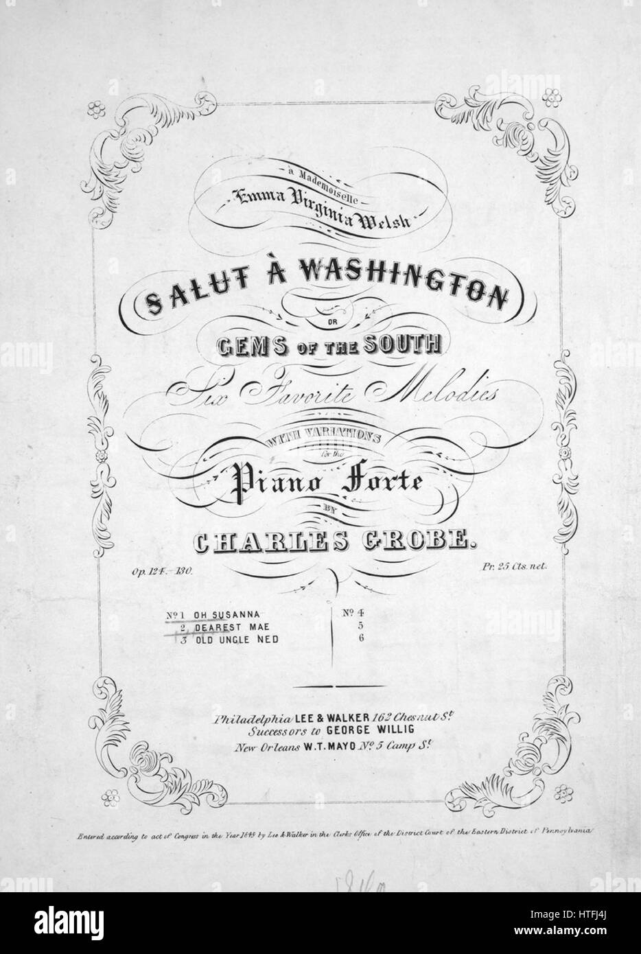 Sheet music cover image of the song 'Salut `a Washington, or, Gems of ...