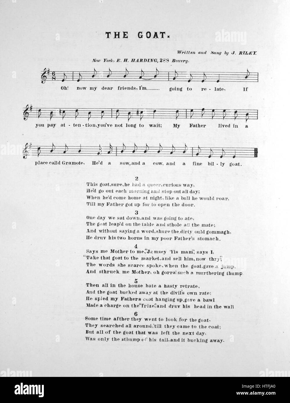 Sheet music cover image of the song 'The Goat', with original ...