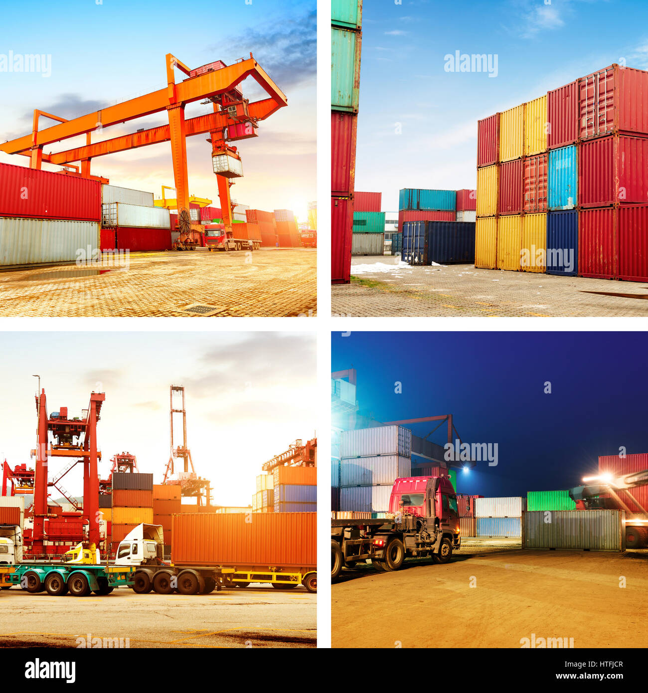 Photos of container terminals, cranes and forklifts work Stock Photo ...