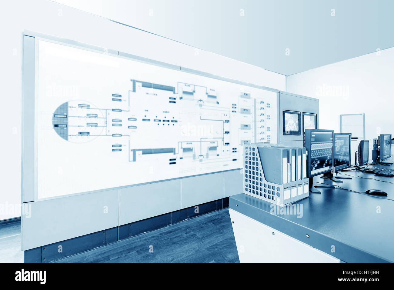 Computer control room technology industry, arranged on the desktop ...