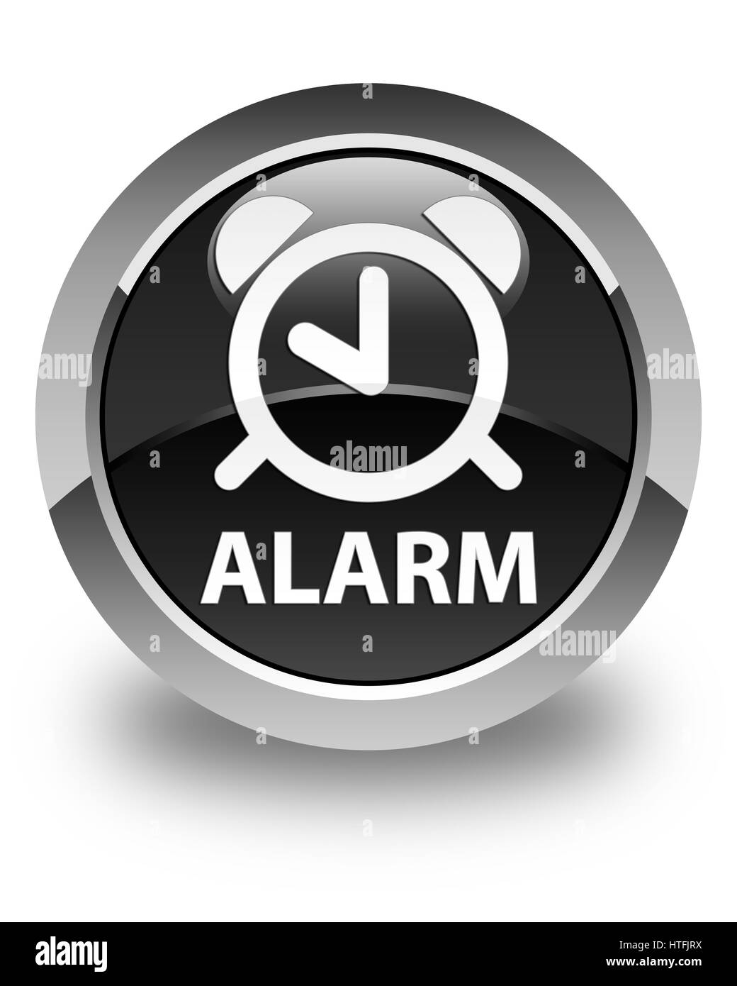 Alarm isolated on glossy black round button abstract illustration Stock ...
